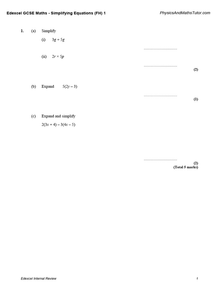 Simplifying Equations Answer Sheet | PDF | Educational Organizations ...