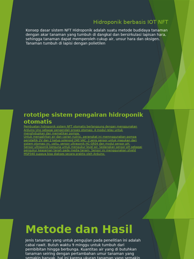 Sistem Hidroponik IoT NFT Otomatis | PDF