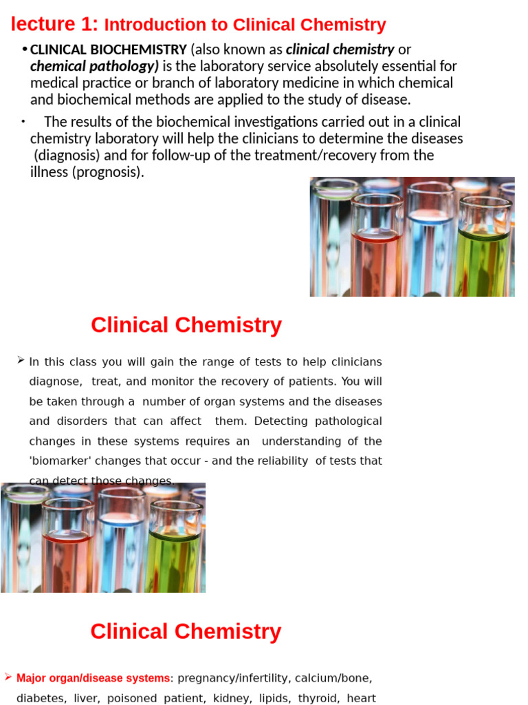 Clinical Biochemistry - Lect | PDF | Medical Diagnosis | Blood Plasma