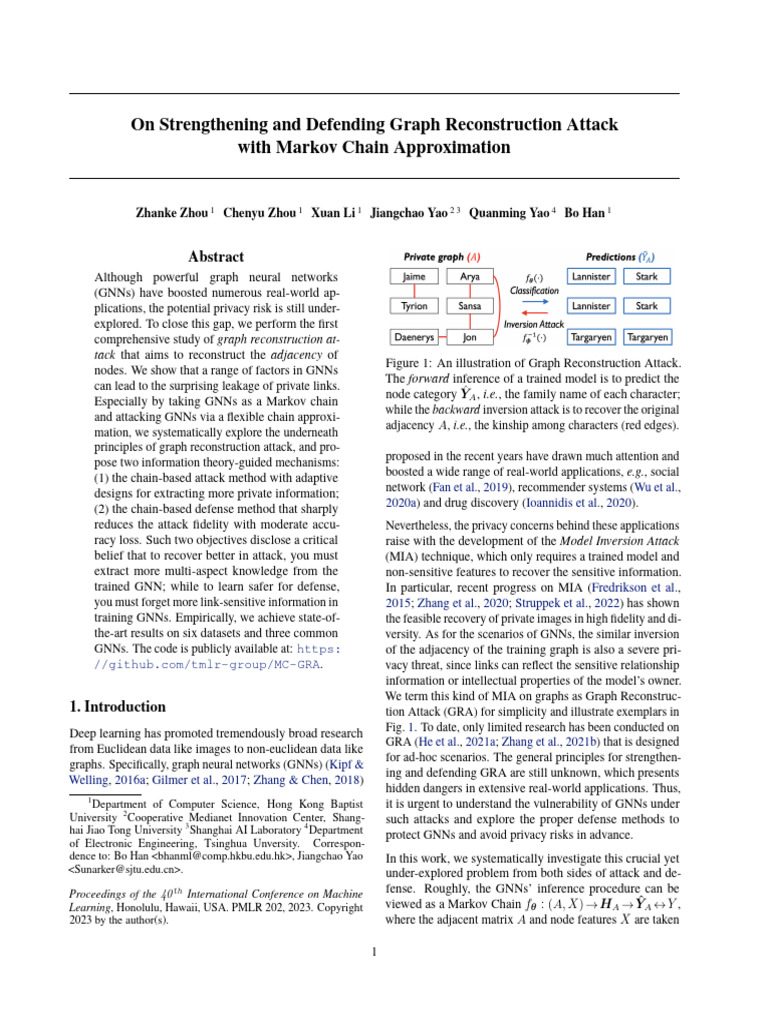 On Strengthening and Defending Graph Reconstruction Attack With Markov ...