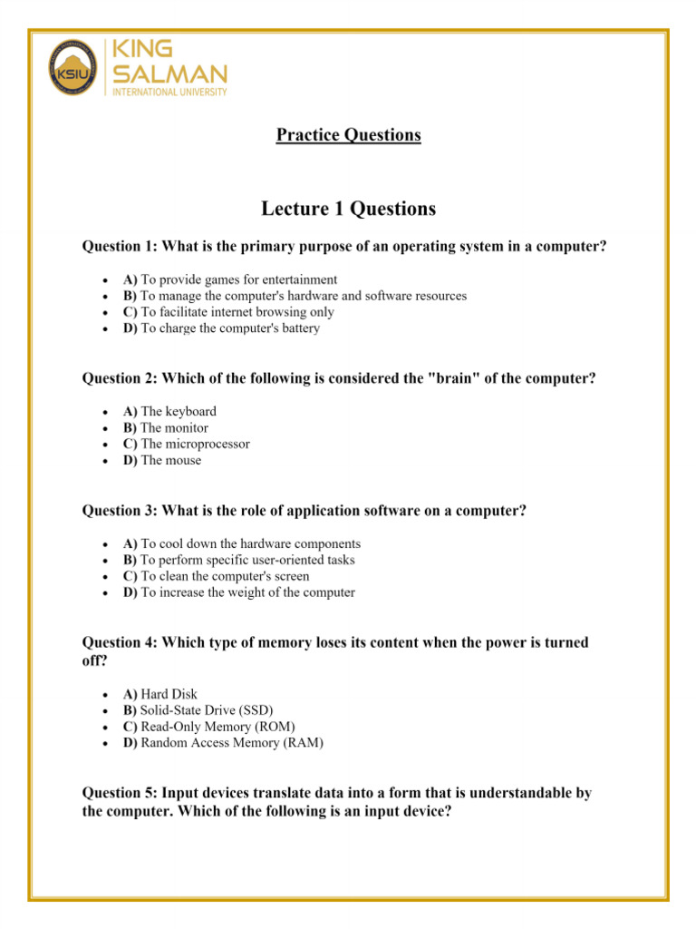 Practice Questions | PDF