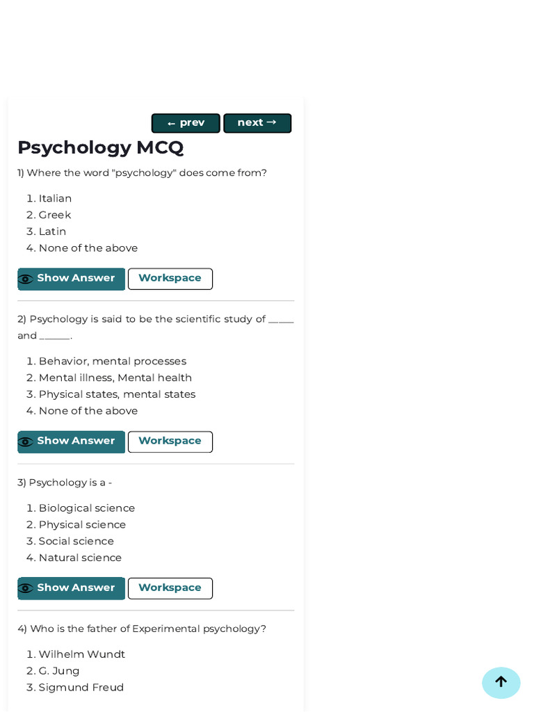 PsychologyMCQ (MultipleChoiceQuestions) JavaTpoint 1731132621939 | PDF ...
