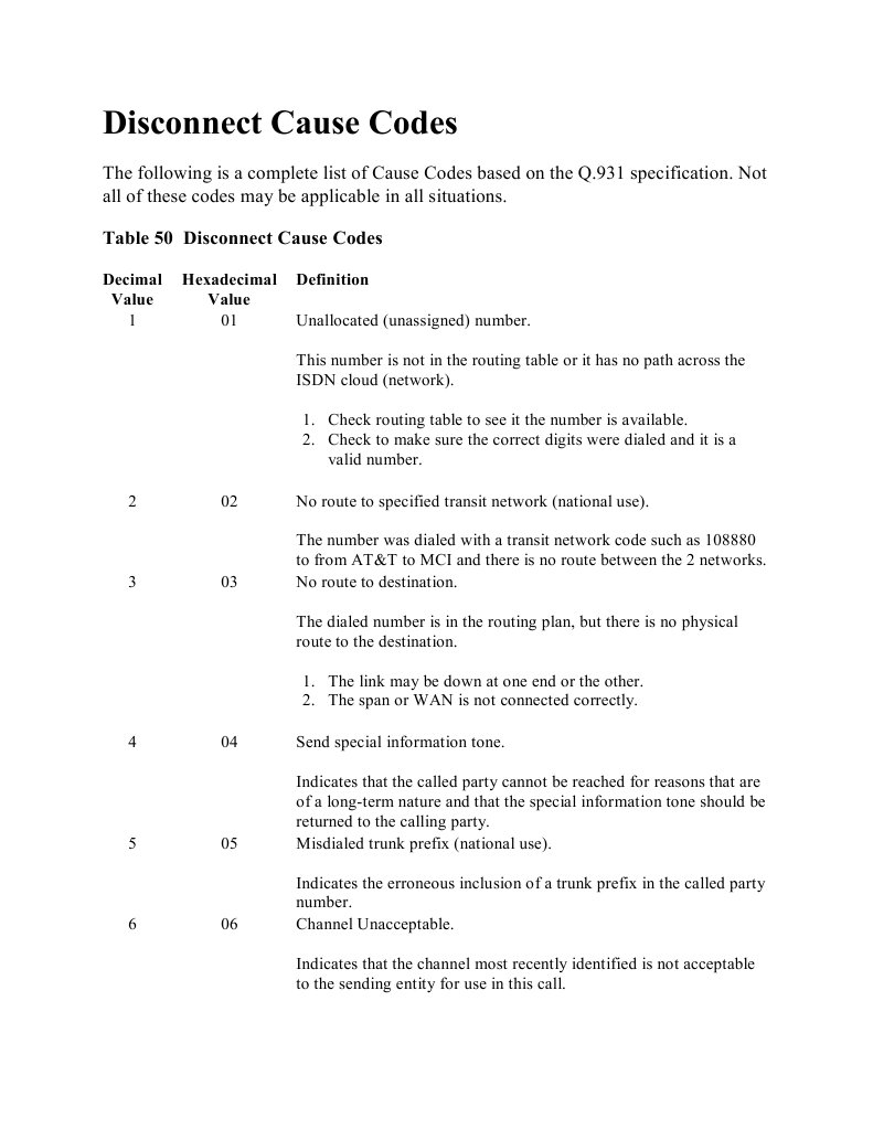 Disconnect Cause Codes | PDF | Quality Of Service | Routing