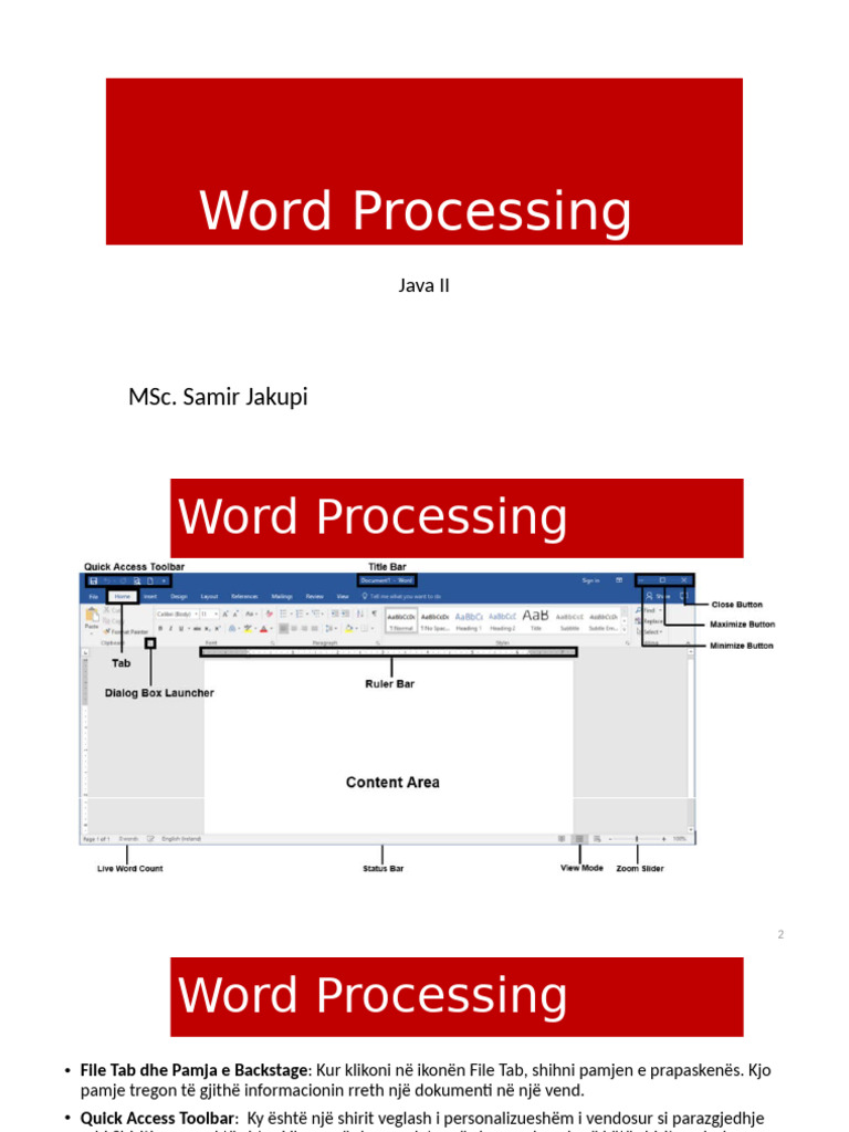 Word Processing: Msc. Samir Jakupi | PDF