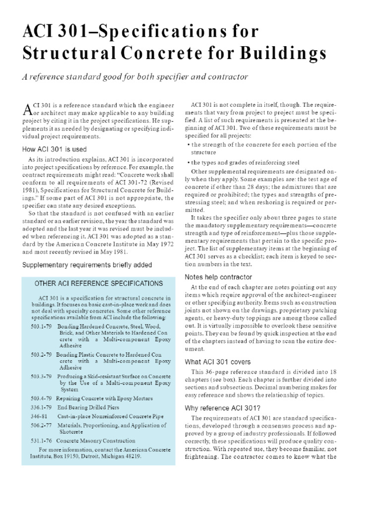ACI 301 Specifications For Structural Concrete For Buildings - tcm45 ...