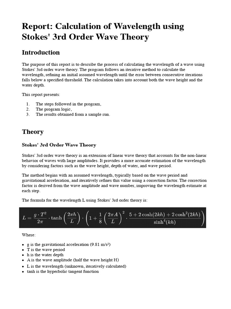 Stokes' Wave Theory for Engineers | PDF | Wavelength | Waves