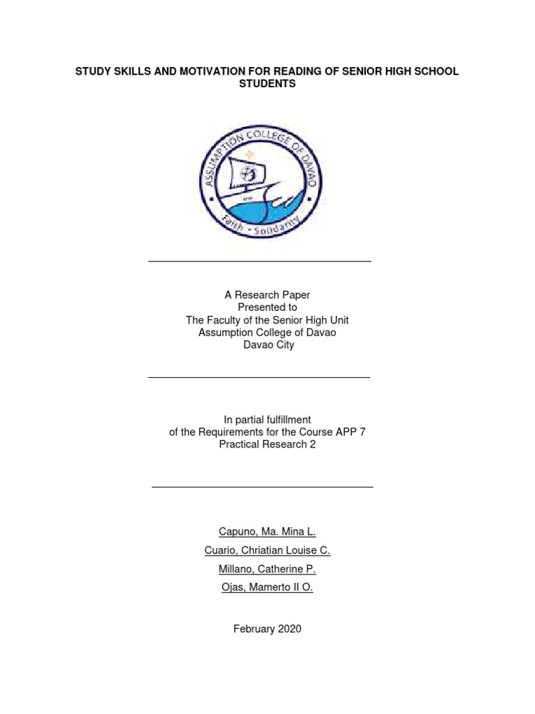 Study Skills and Reading Motivation in HUMSS | PDF | Reading ...