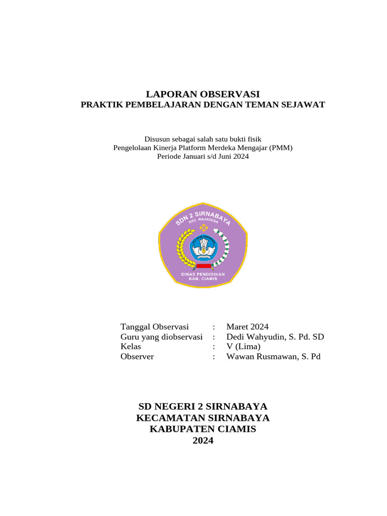 LAPORAN OBSERVASI Rekan Sejawat Bukti RHK PMM | PDF
