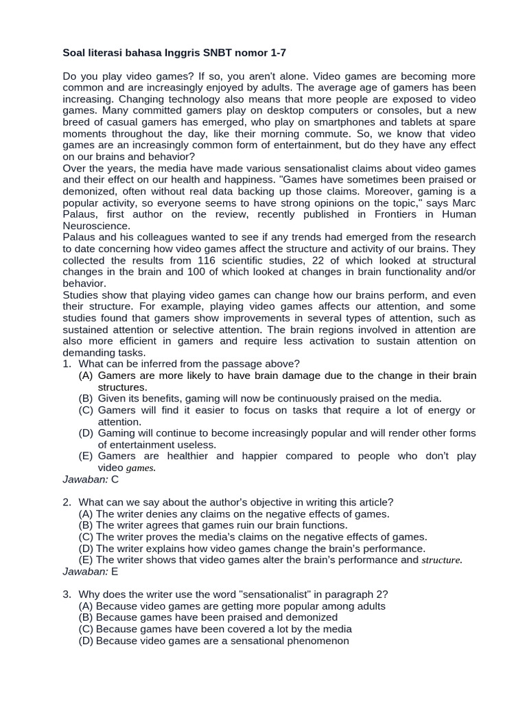 Soal Literasi Bahasa Inggris Snbt 2024 Pdf Coral Reef