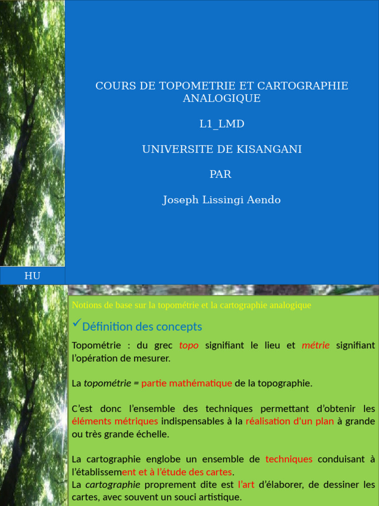 Cours Topometrie Et Cartographie l1 LMD Unikis 2017 (1) - 1 | PDF ...