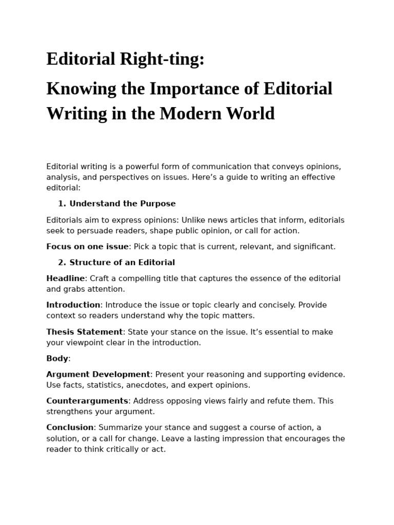 Editorial Writing How-To's ? | PDF | Renewable Energy | Argument