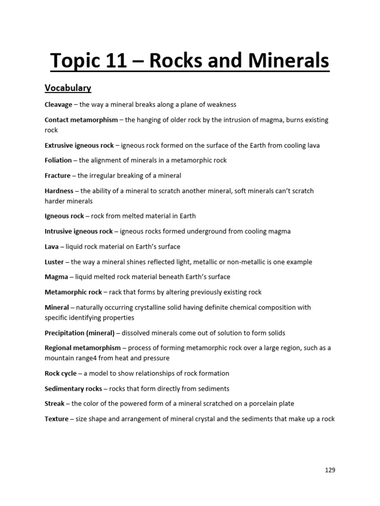 Past papers | PDF | Rock (Geology) | Minerals