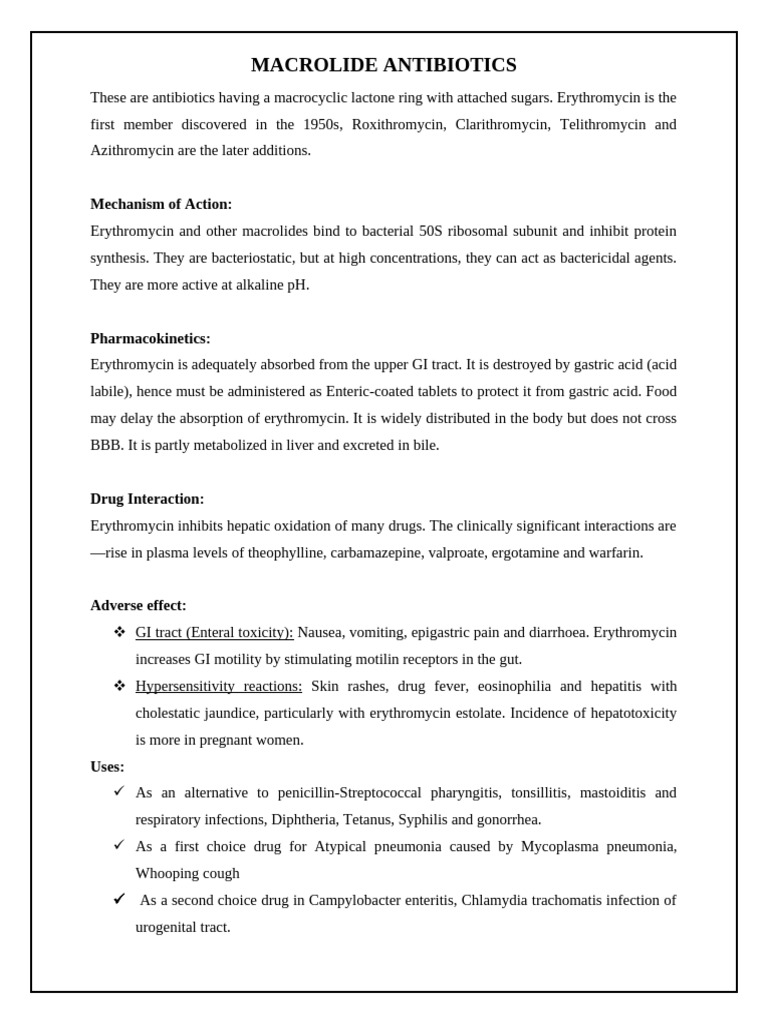 Macrolide Antibiotics | PDF | Self-Improvement | Wellness
