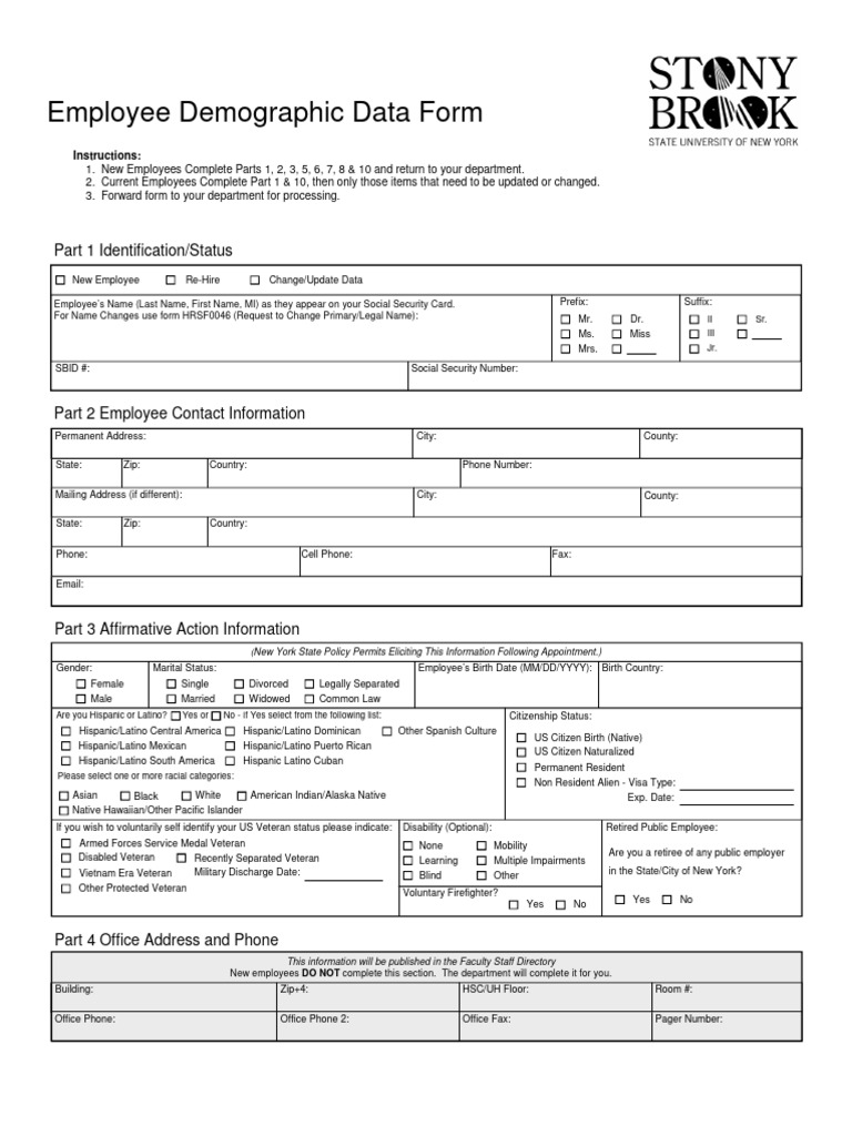 Employee Demographic Data Form | PDF | Race And Ethnicity In The United ...