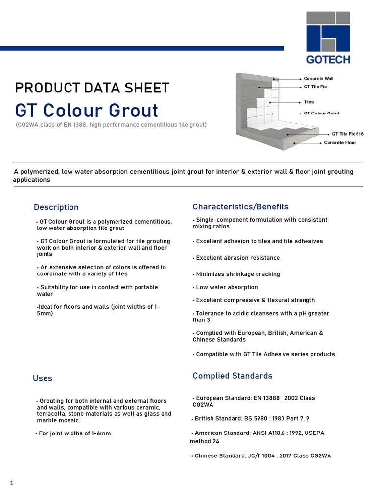 GT-Colour-Grout-TDS (1) | PDF | Cement | Tile