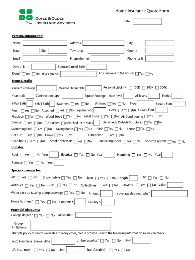 Home-Insurance-Quote-Form | PDF | Home Insurance | Insurance