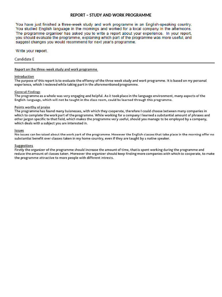 Report Work and Study Candidate1 | PDF