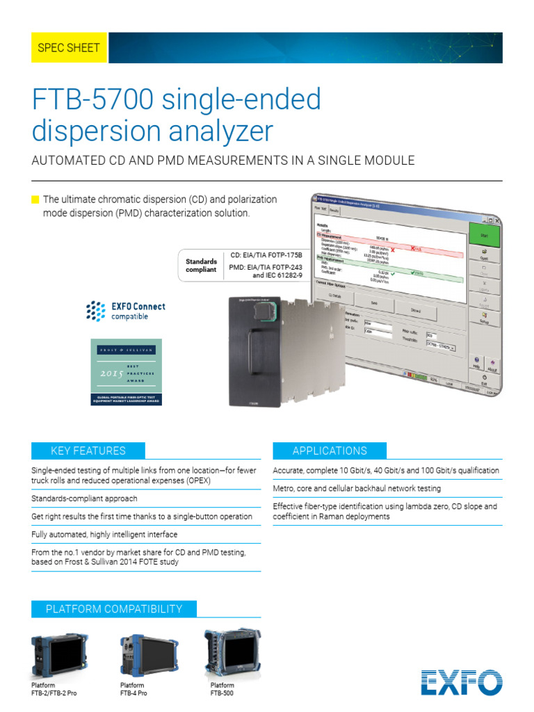Exfo Spec-Sheet Ftb-5700 v16 en | PDF | Dispersion (Optics) | Fiber Optic Communication