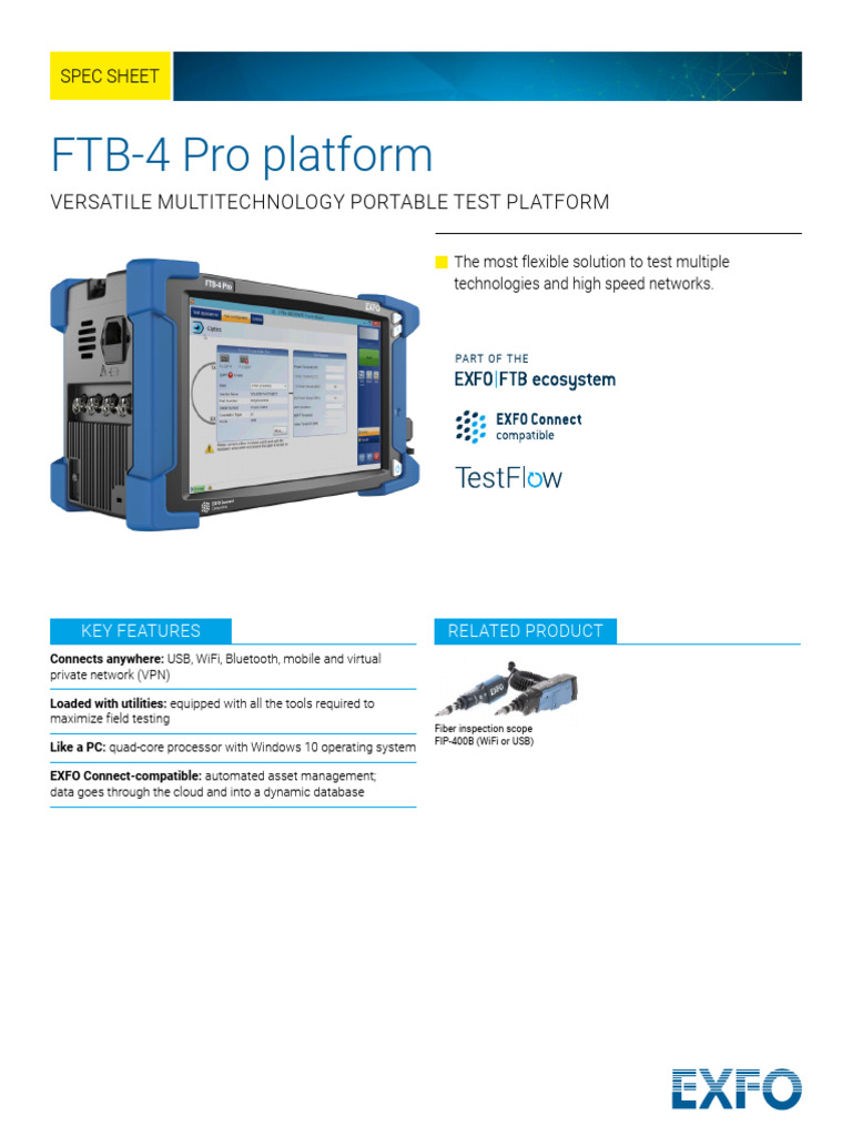 Exfo Spec Sheet FTB 4 Pro v5 | PDF | Fiber To The X | Wavelength Division Multiplexing