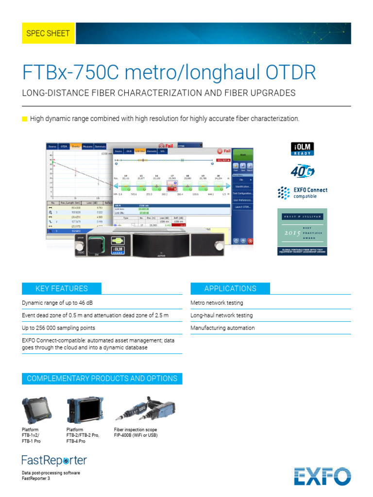 Exfo Spec-Sheet Ftbx-750c v7 en | PDF | Optical Fiber | Fiber Optic Communication