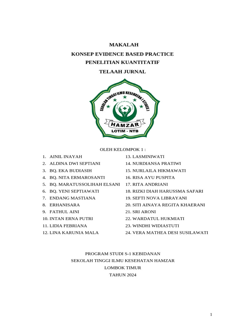 Makalah Kel 1 Ebp Metode Penelitian Kuantitatif | PDF
