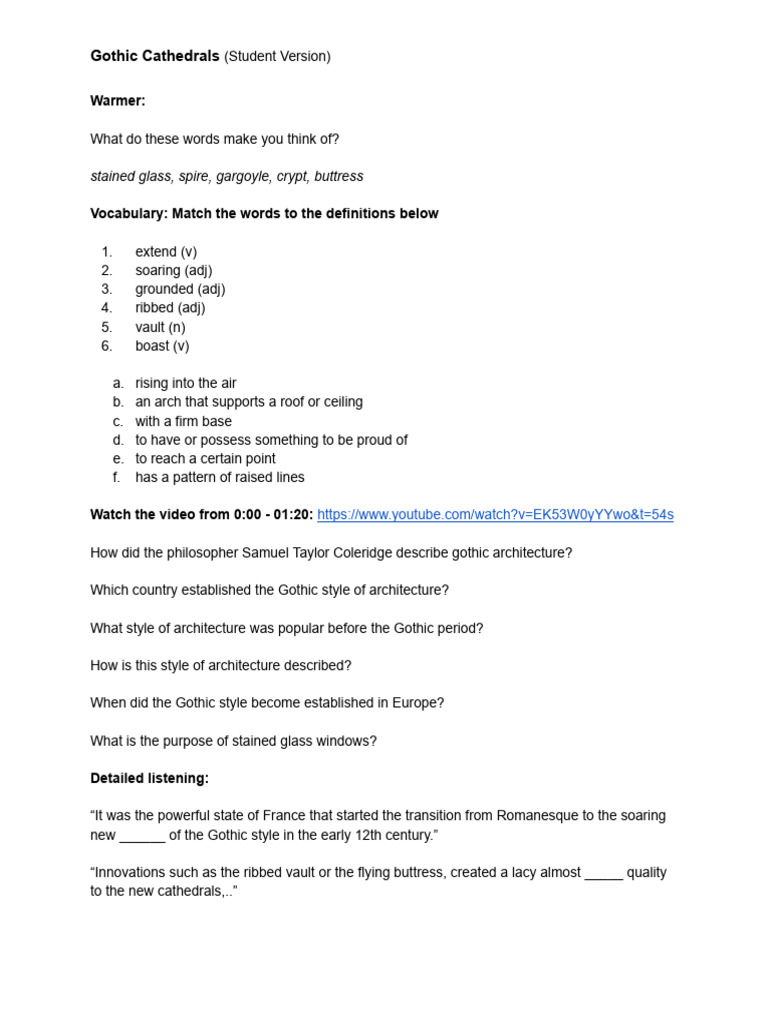 Gothic Cathedrals: Student Guide | PDF | Gothic Architecture ...