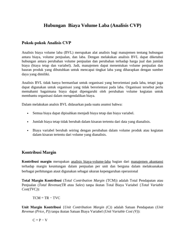 Hubungan Biaya Volume Laba TGS AKMEN 3 | PDF