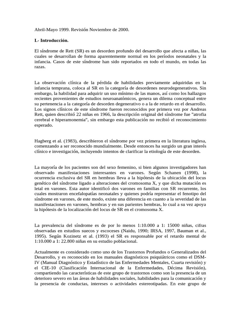 Síndrome de Rett | PDF | Mutación | Gene