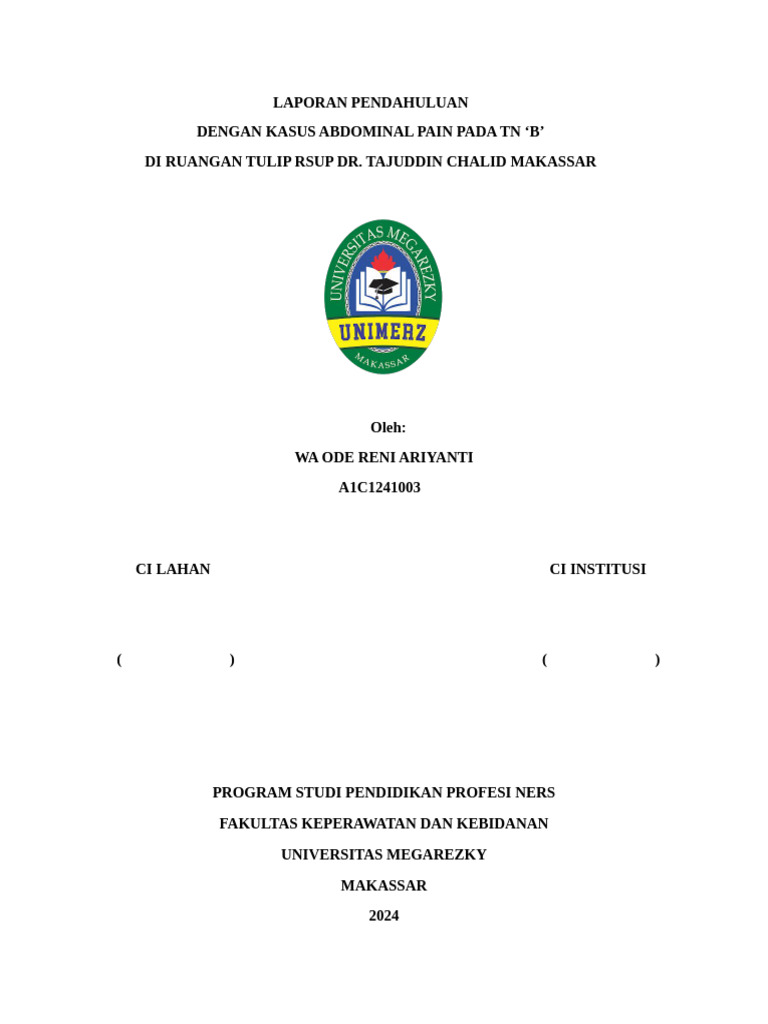 LP Kasus Abdominal Pain | PDF | Pengembangan Diri | Sains & Matematika