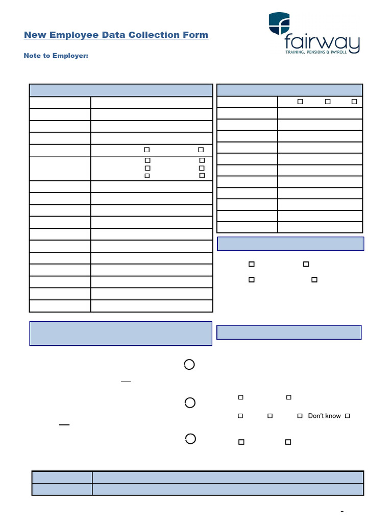New Employee Data Collection Form | PDF | Pension