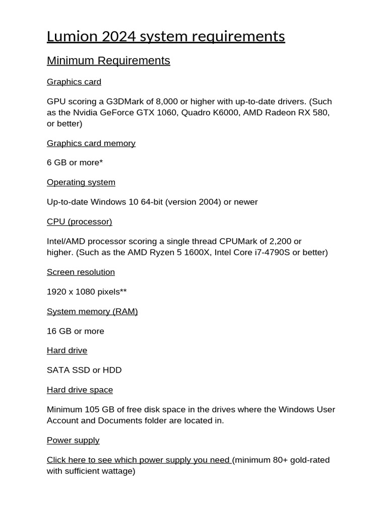 Lumion 2024 System Requirements | PDF