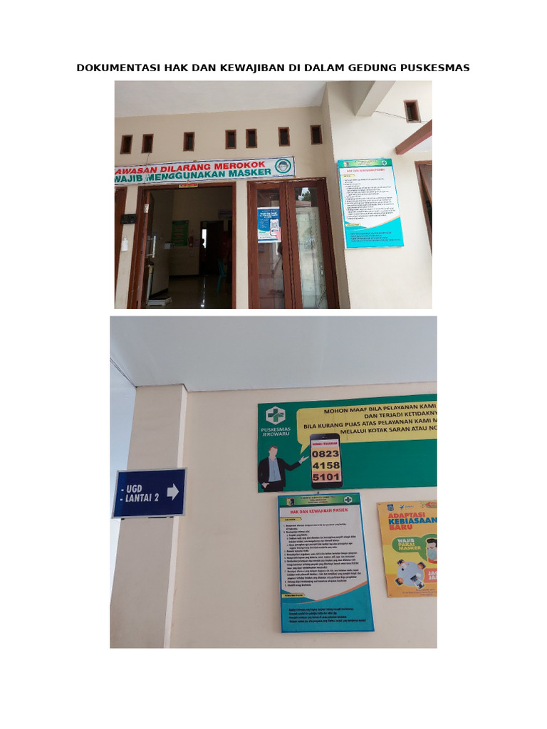 Dokumentasi Hak Dan Kewajiban Di Dalam Gedung Puskesmas | PDF