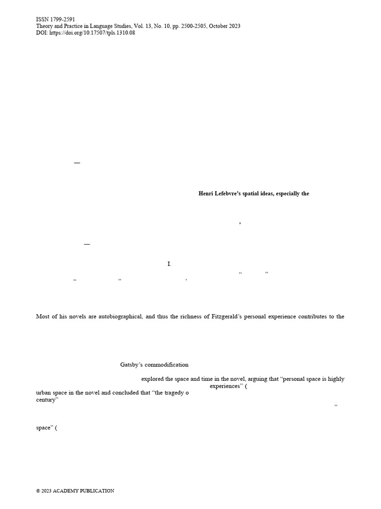 Spatial Class Dynamics in Gatsby | PDF | The Great Gatsby | Space