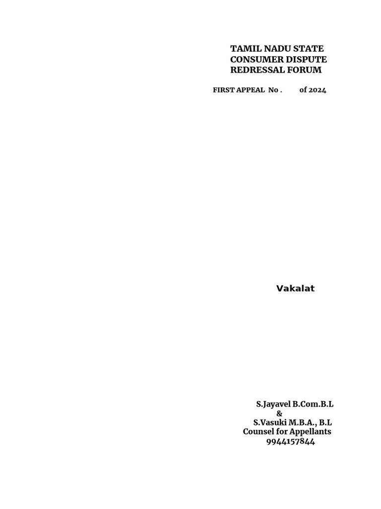 Vakalath For Consumer Commission | PDF | Law