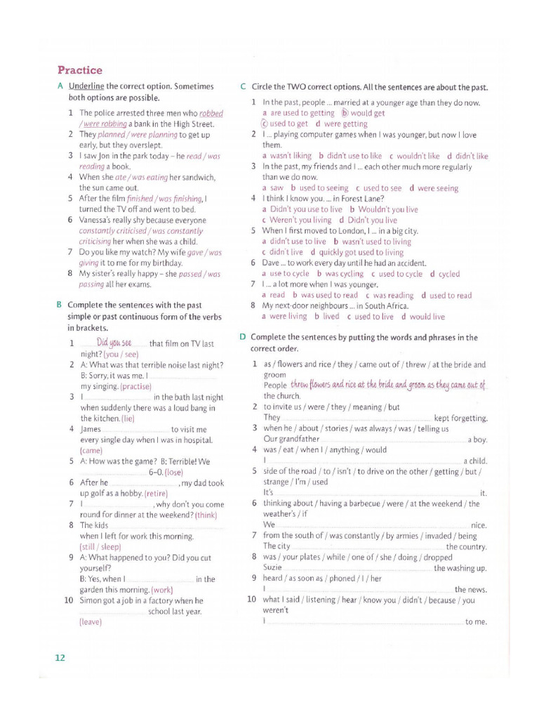 Past Tenses - Review | PDF