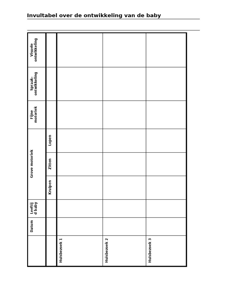 Invultabel Over de Ontwikkeling Van de Baby | PDF