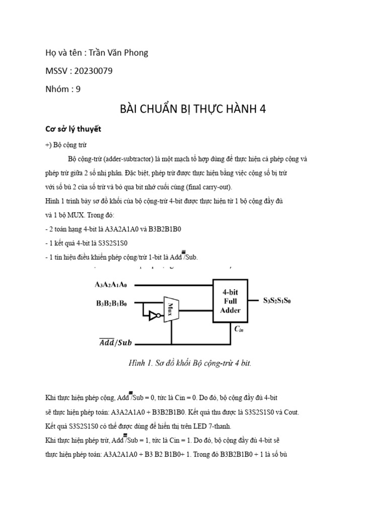 Bài chuẩn bị TH4 | PDF