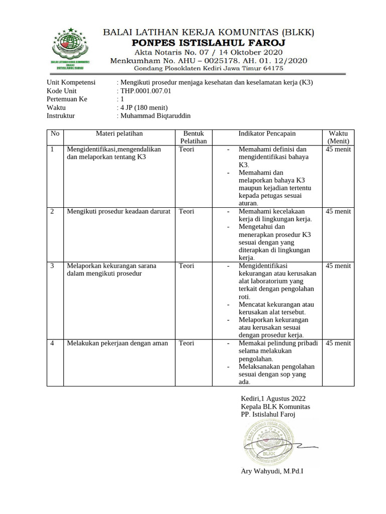 Prosedur Kesehatan dan Keselamatan K3 | PDF
