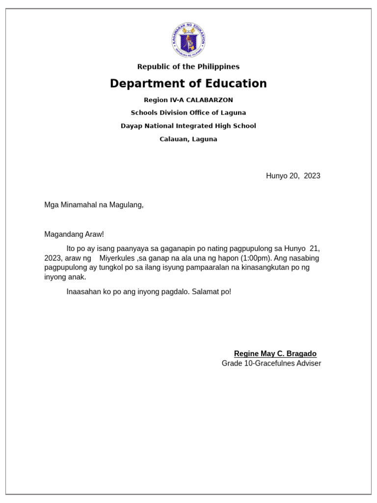 Guidance Letter | PDF
