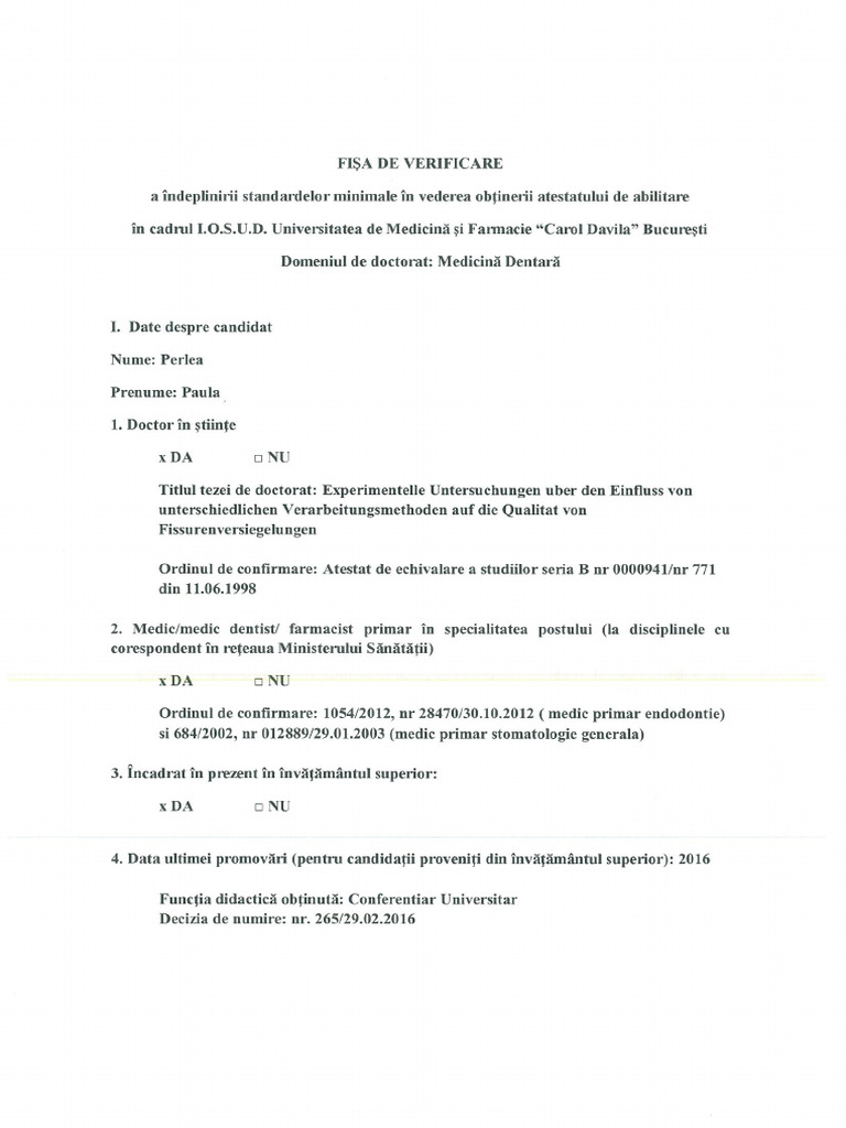 Fisa de Verificare | PDF