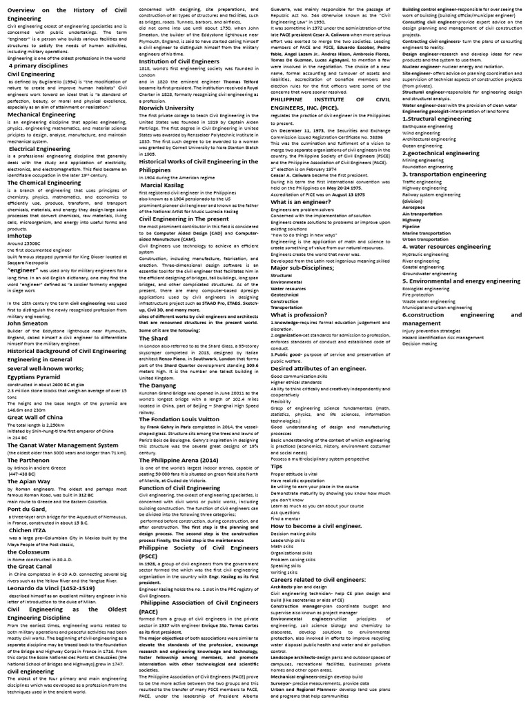 Civil Engineering Reviewer 1 | PDF | Engineering | Civil Engineering