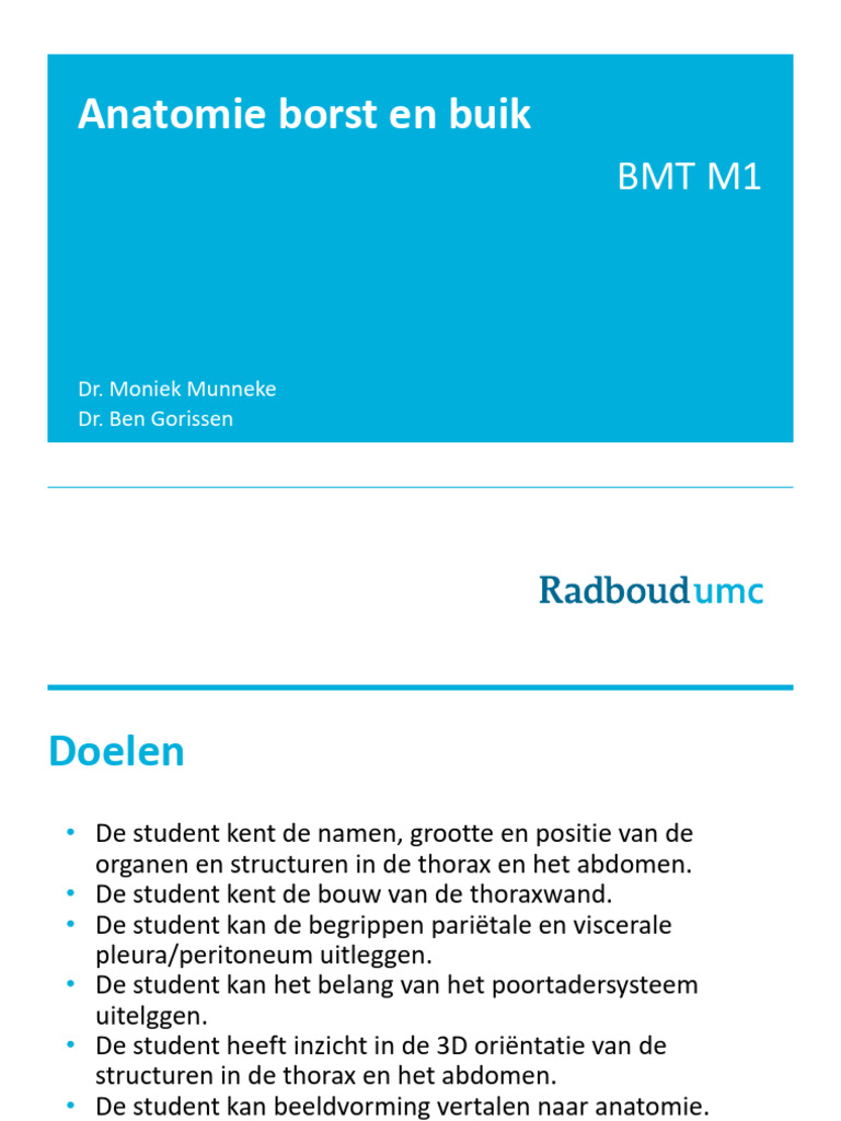 BMT M1 - Anatomie Borst en Buik | PDF