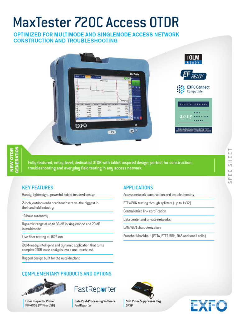 Exfo Spec-Sheet Maxtester-720c v4 en | PDF | Optical Fiber | Wi Fi