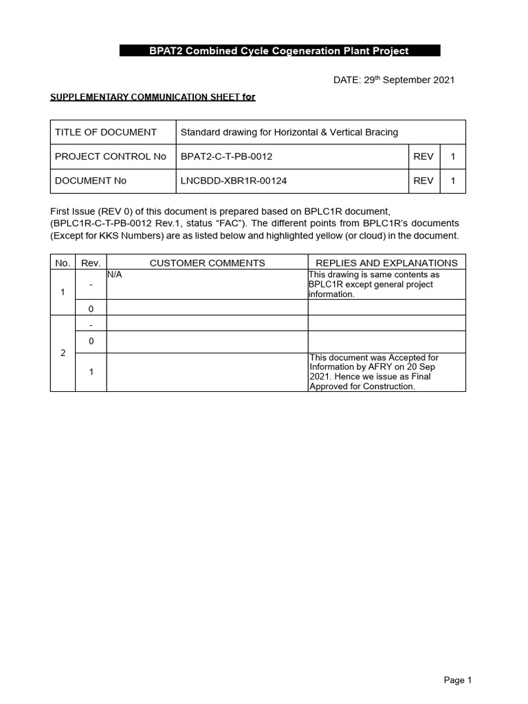 BPAT2-C-T-PB-0012-1 Standard Drawing For Horizontal & Vertical Bracing ...