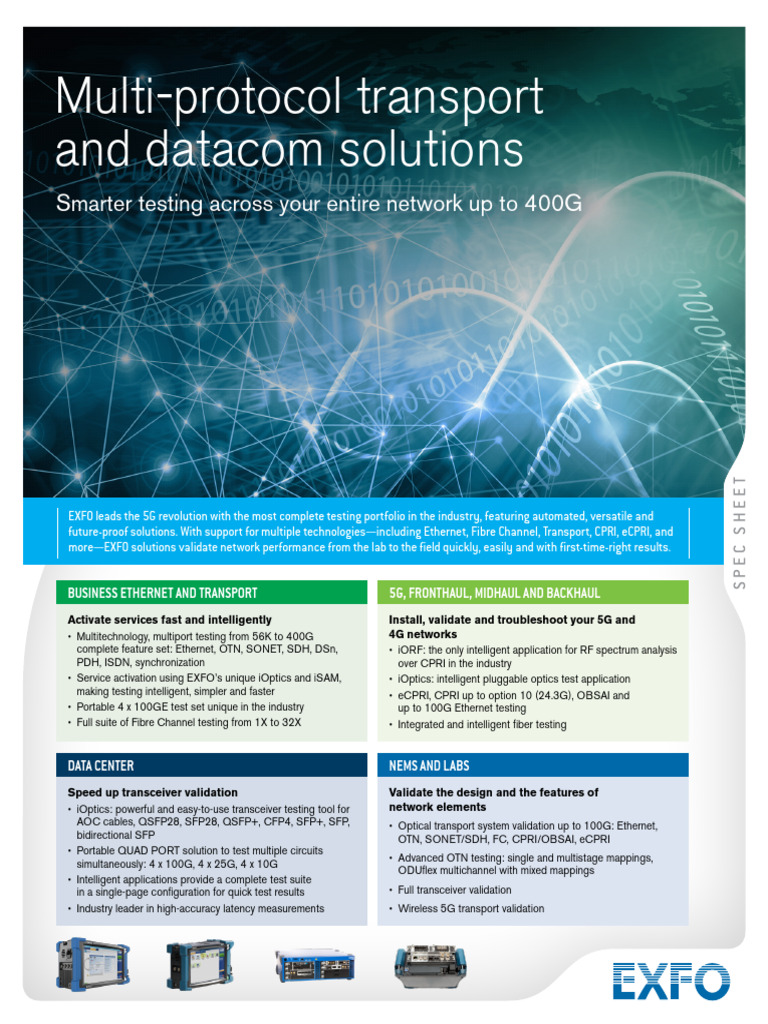 Exfo Spec-Sheet Multi-Protocol-Transport-Datacom-Solutions v7 Web en 2 | PDF | Data Transmission ...