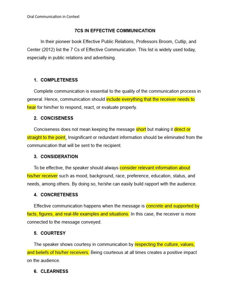 7CS in Effective Communication | PDF | Career & Growth