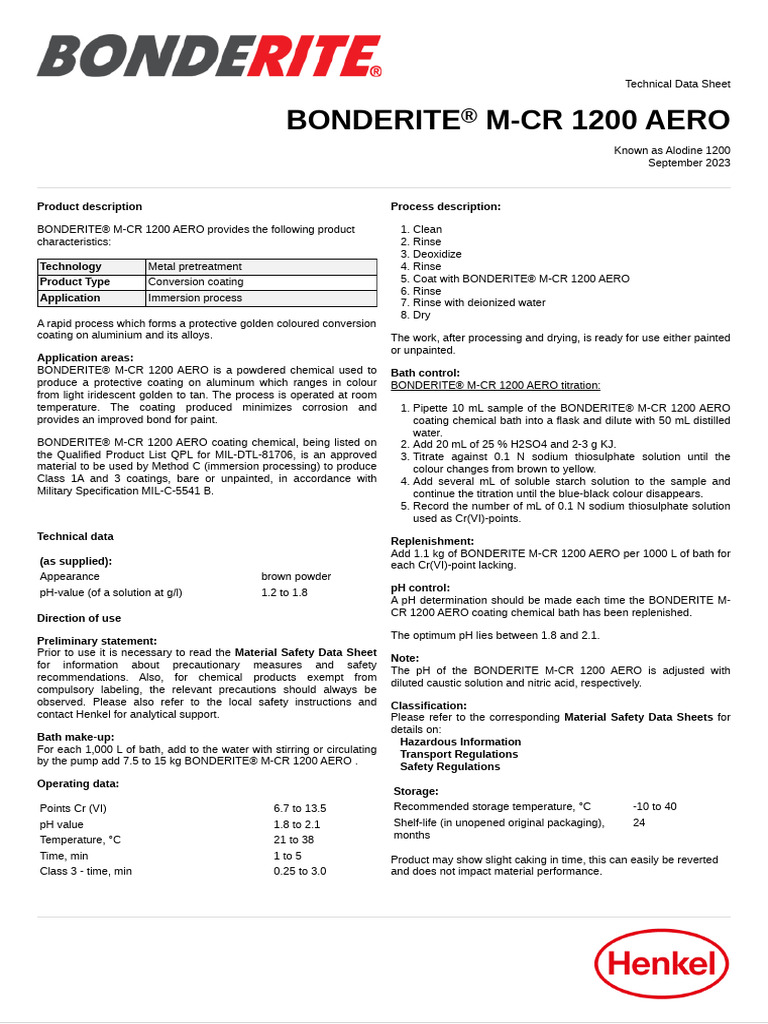 BONDERITE M CR 1200 AERO en - GL | PDF | Legal Liability | Materials