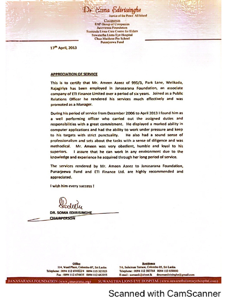 Soma Edirisinghe Letter | PDF