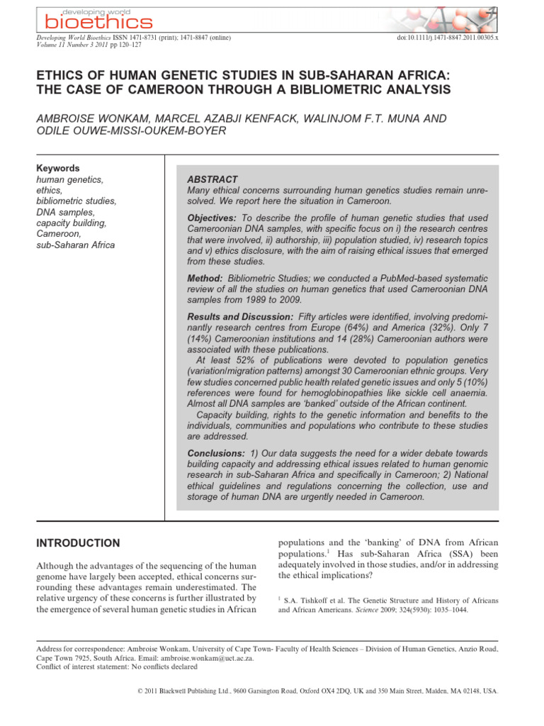 Ethics of Human Genetic Studies in Sub S | PDF | Africa