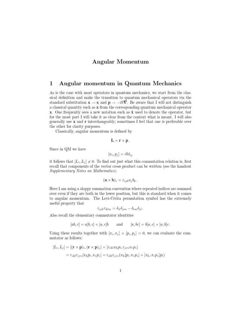 Quantum Angular Momentum Basics | PDF | Spin (Physics) | Eigenvalues And Eigenvectors